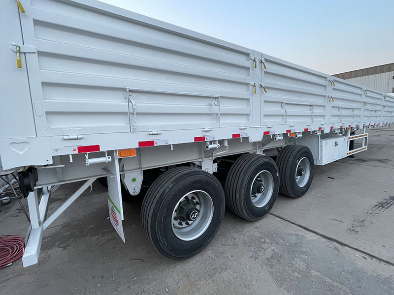 3 Axles Drop Side Flatbed Container Trailer with 1000mm Height Side ...