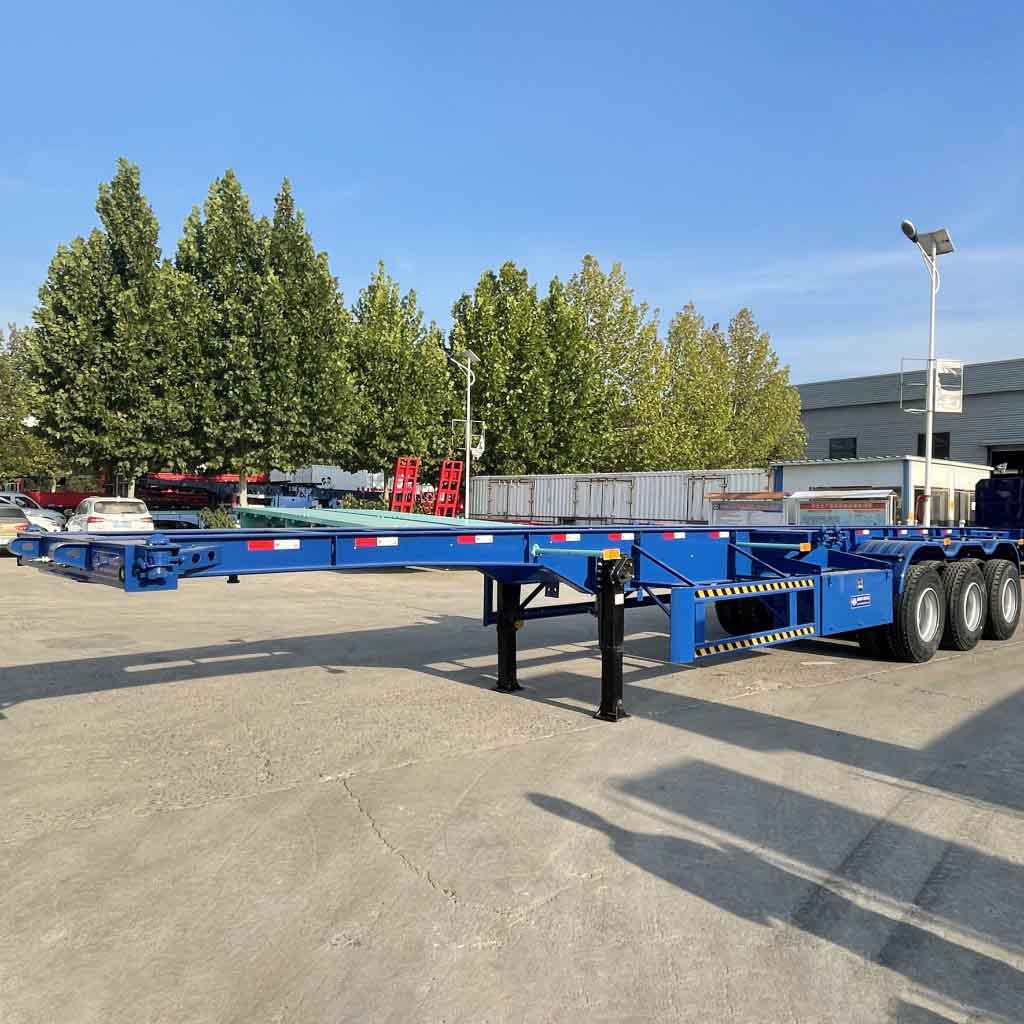 China Hot Sale 3 Axles 40FT Skeleton Frame Container Chassis Semi Truck Trailer Skeletal Semi ...