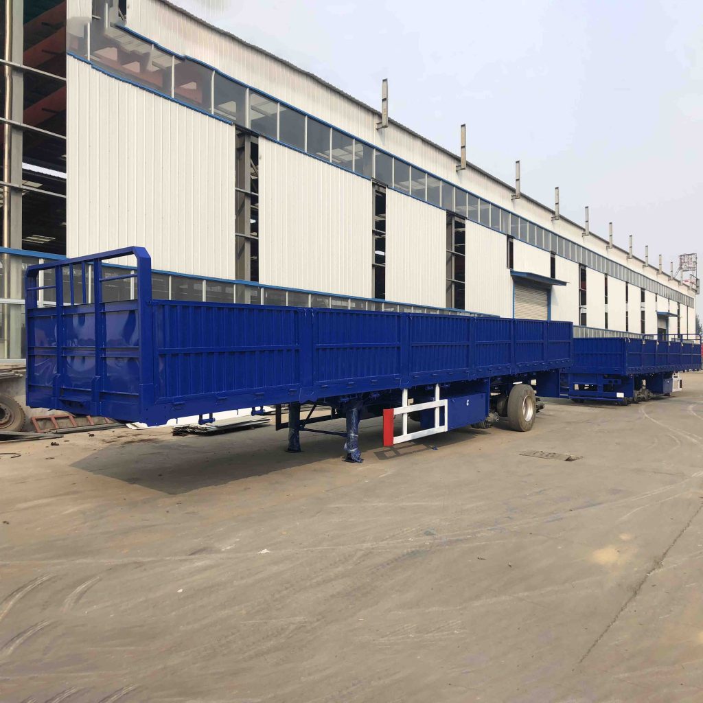 3 Axles 60T Drop Side Dump Semi Trailer with Boards for Negria Market ...