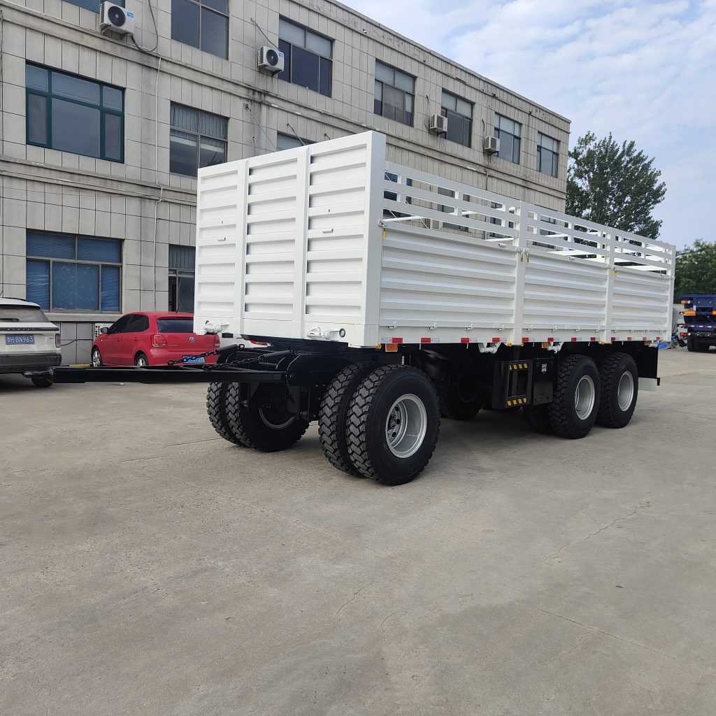 3 Axles Dolly Full Drawbar Drop Flatbed Side Wall Board Fence Turn ...