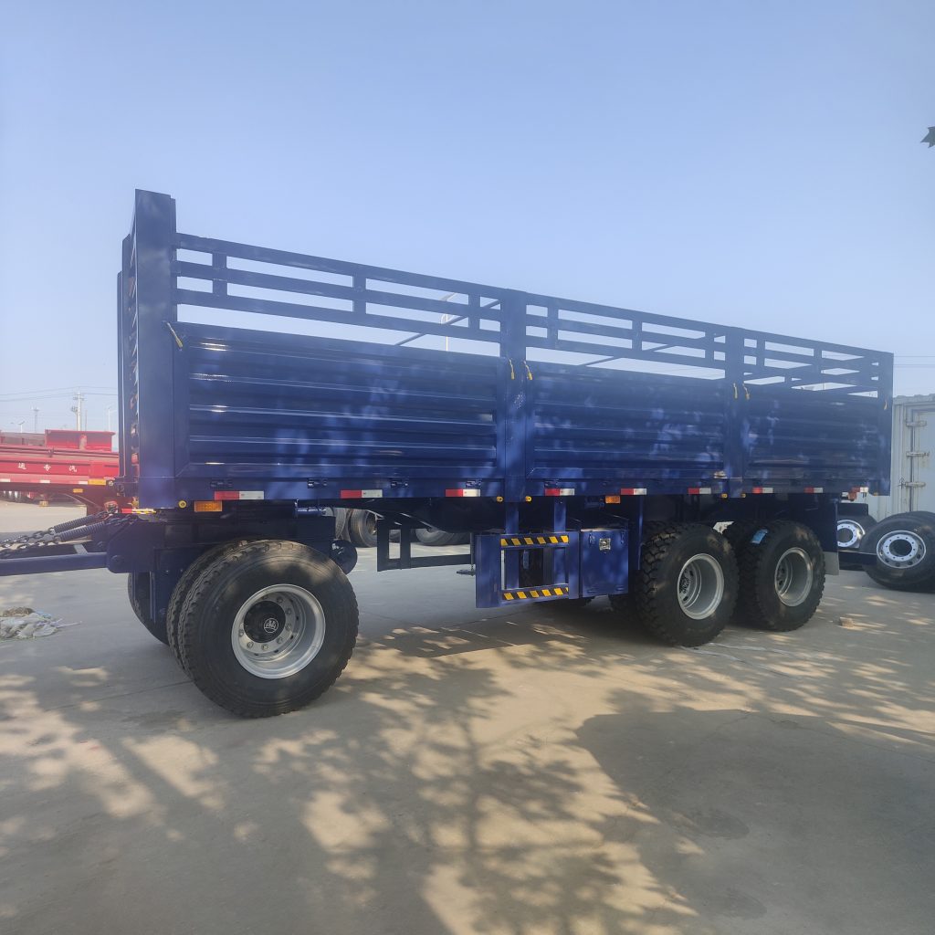 3 Axles Dolly Full Drawbar Drop Flatbed Side Wall Board Fence Turn ...