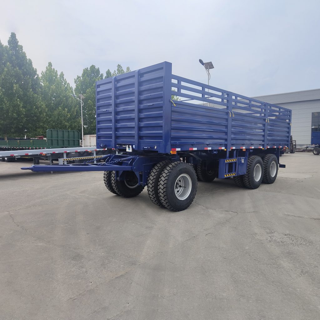 3 Axles Dolly Full Drawbar Drop Flatbed Side Wall Board Fence Turn ...