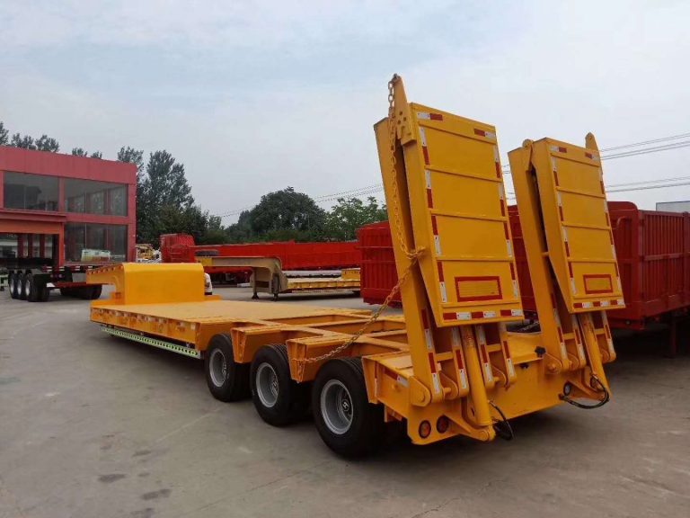 3 Axles Hydraulic Ladders Low Lowader Lowbed Semi Trailer with ...