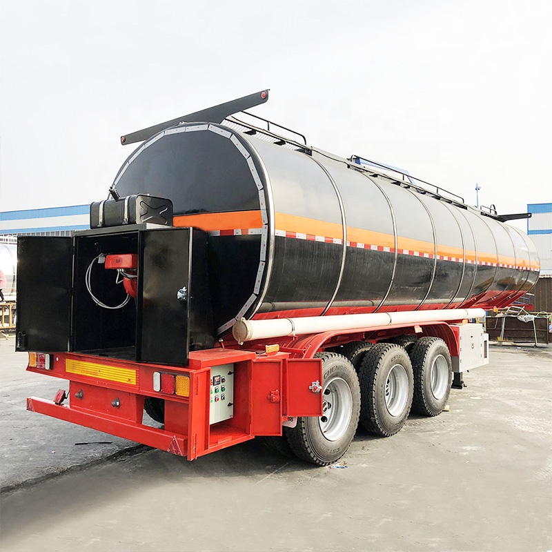 3 Axles Liquid Asphalt Heated Bitumen Transport Tanker Semi Trailer for ...