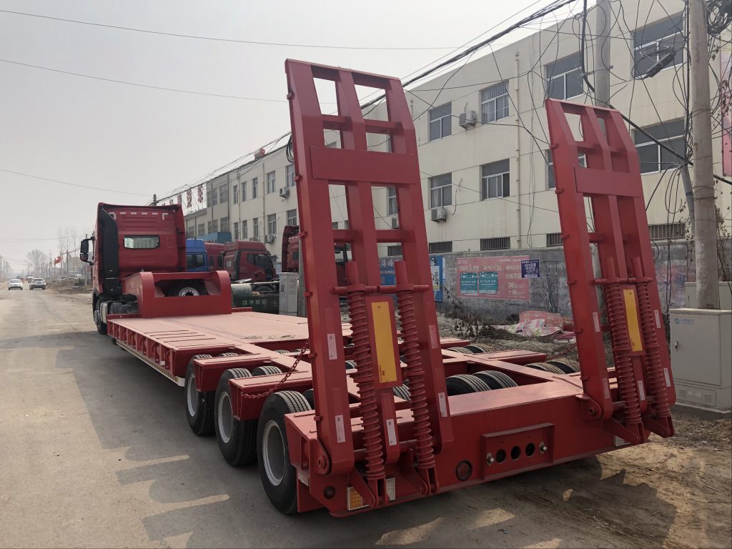 3 Axles Hydraulic Ladders Low Lowader Lowbed Semi Trailer|Luckin Vehicle