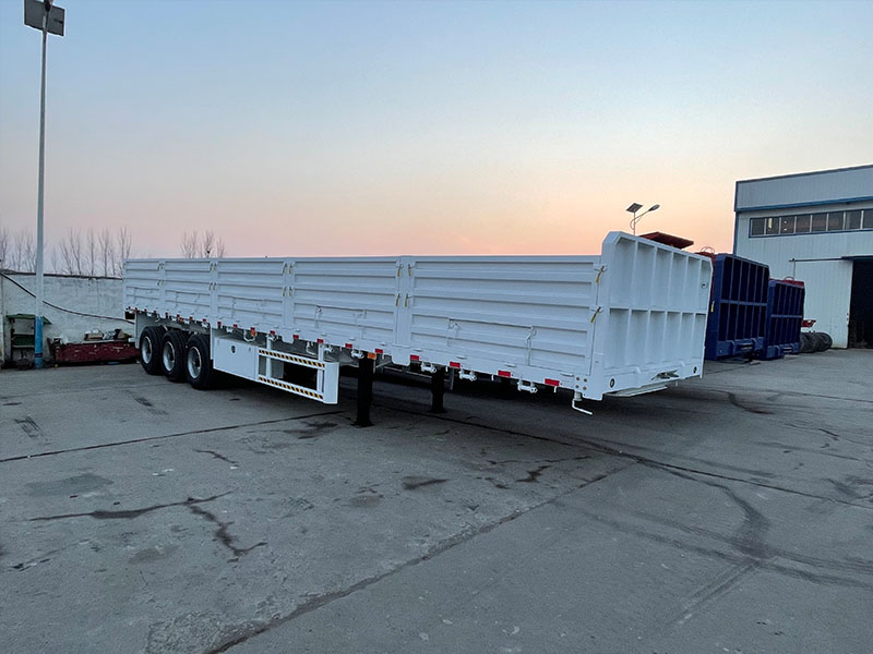 3 Axles Drop Side Flatbed Container Trailer with 1000mm Height Side ...