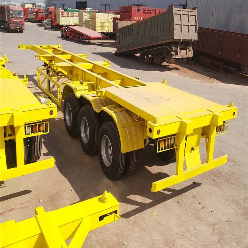China Hot Sale 3 Axles 40FT Skeleton Frame Container Chassis Semi Truck Trailer Skeletal Semi ...