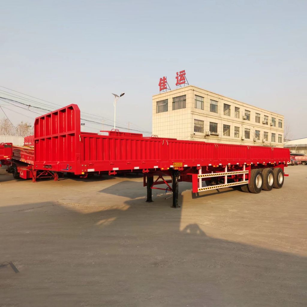 Tri-Axles Flatbed Semi Trailer with 800mm Height Side Walls for sale in ...